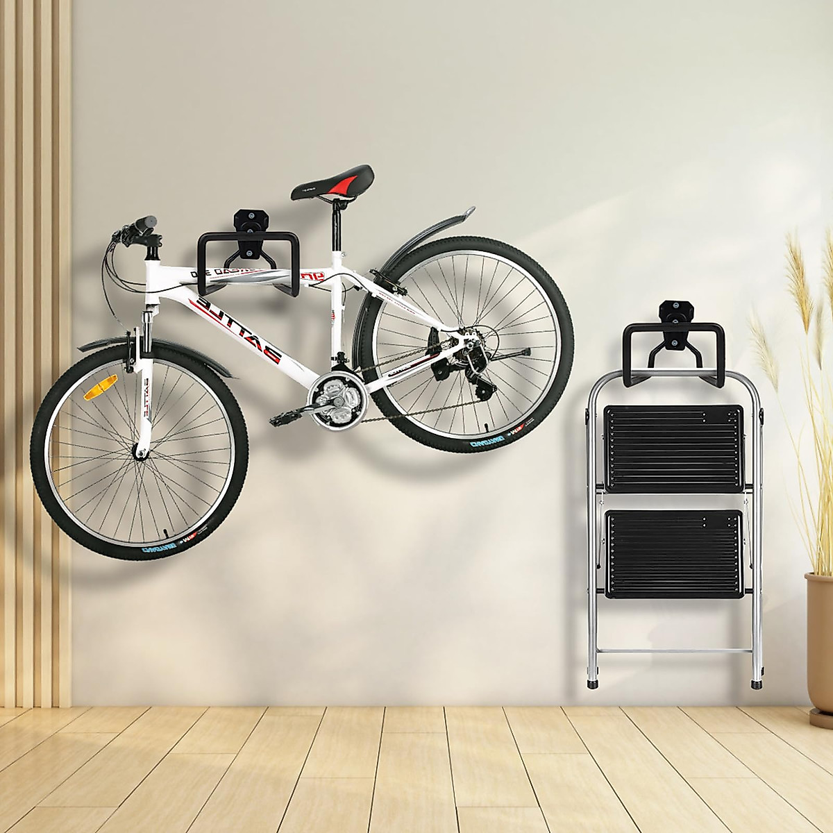 NEO-TEC Garden Hose Reel Heavy Duty Hose Holder Durable Water Hose Hook Wall Mounted w/Screw up to 100ft 1pc Black