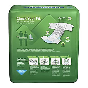 FitRight OptiFit Extra+ Adult Diapers with leak stop guards, Disposable Incontinence Briefs with Tabs, Moderate Absorbency, Large, 44"-56", 20 Count (Pack of 4)