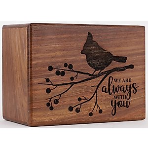 Bhartiya Handicrafts Wooden Cremation Urn for Human or Pet Ashes | Handmade Solid Rosewood Urn (we are always with You, L - 9 X 6 X 4.7'' (190 Cu/in))