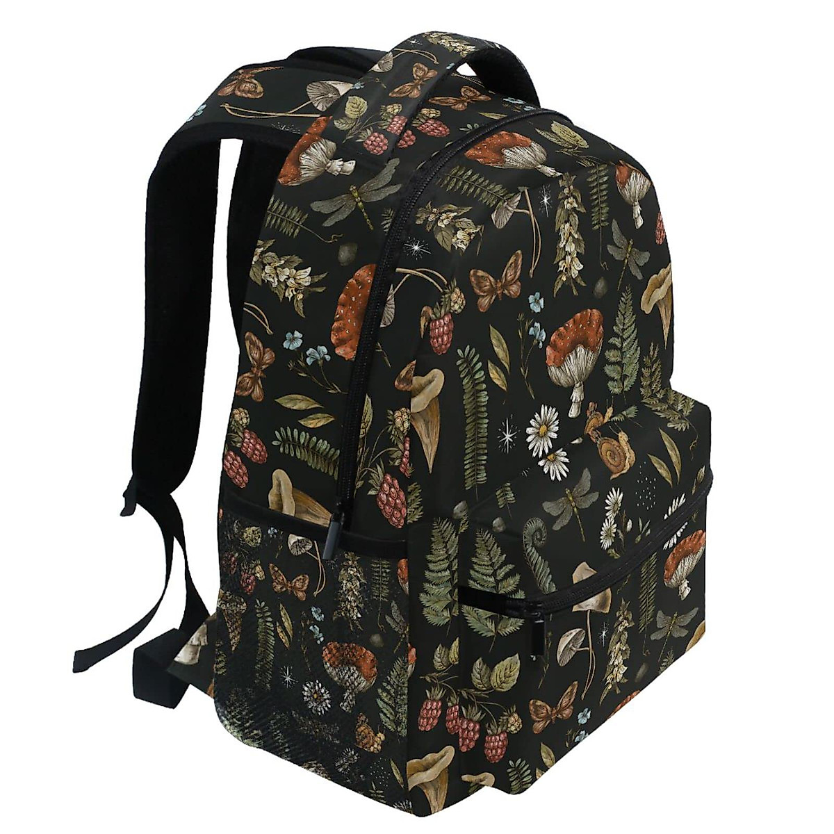 Wamika Mushroom Butterfly Kids Backpack Dragonfly Leaves School Backpacks Boys Girls Daypack Book Bag