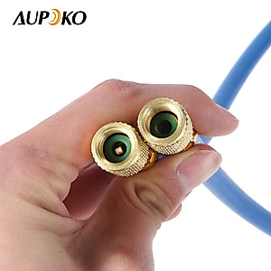 Aupoko R134A Car AC Refrigerant Charge Hose, AC Charge Hose with Gauge, R134A Can Tap Valve, R134A Quick Couple, Low Pressure Gauge and 59'' Recharge Hose