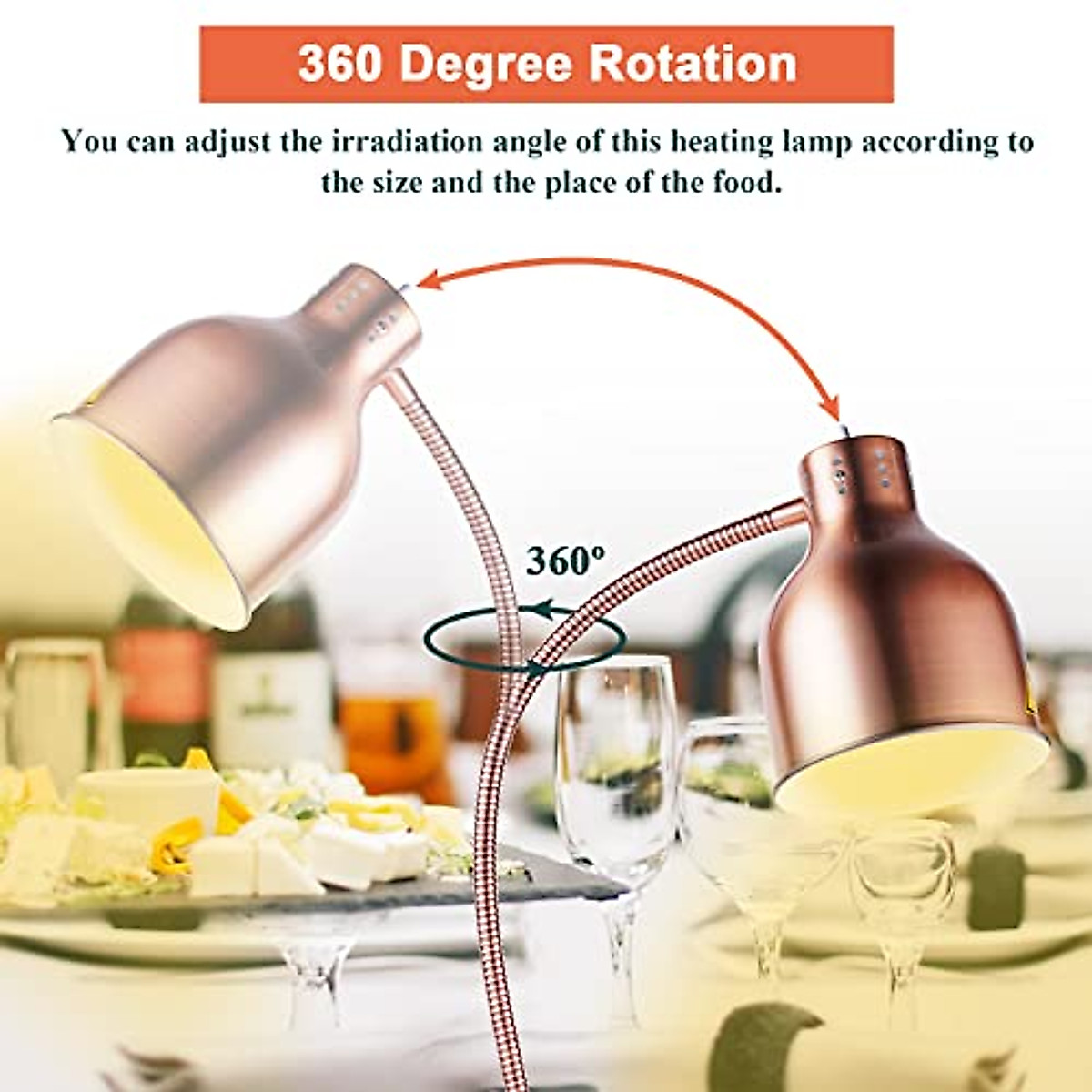 YMJOINMX Food Heat Lamp Infrared Food Warmer Lamp Restaurant Retractable Heat Lamp for Restaurants Heating Lamp for Food Warming Buffet Food Warmer