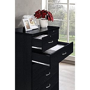 HODEDAH IMPORT HI70DR Black 7 with Locks On 2-Top Chest of Drawers