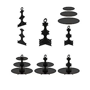 2 Pack Cupcake Stand Tower, BLISSUR Black 3 Tier Cupcake Stand, Cardboard Dessert Cupcake Stand Holder for Parties, Tiered Cupcake Stand (Black)