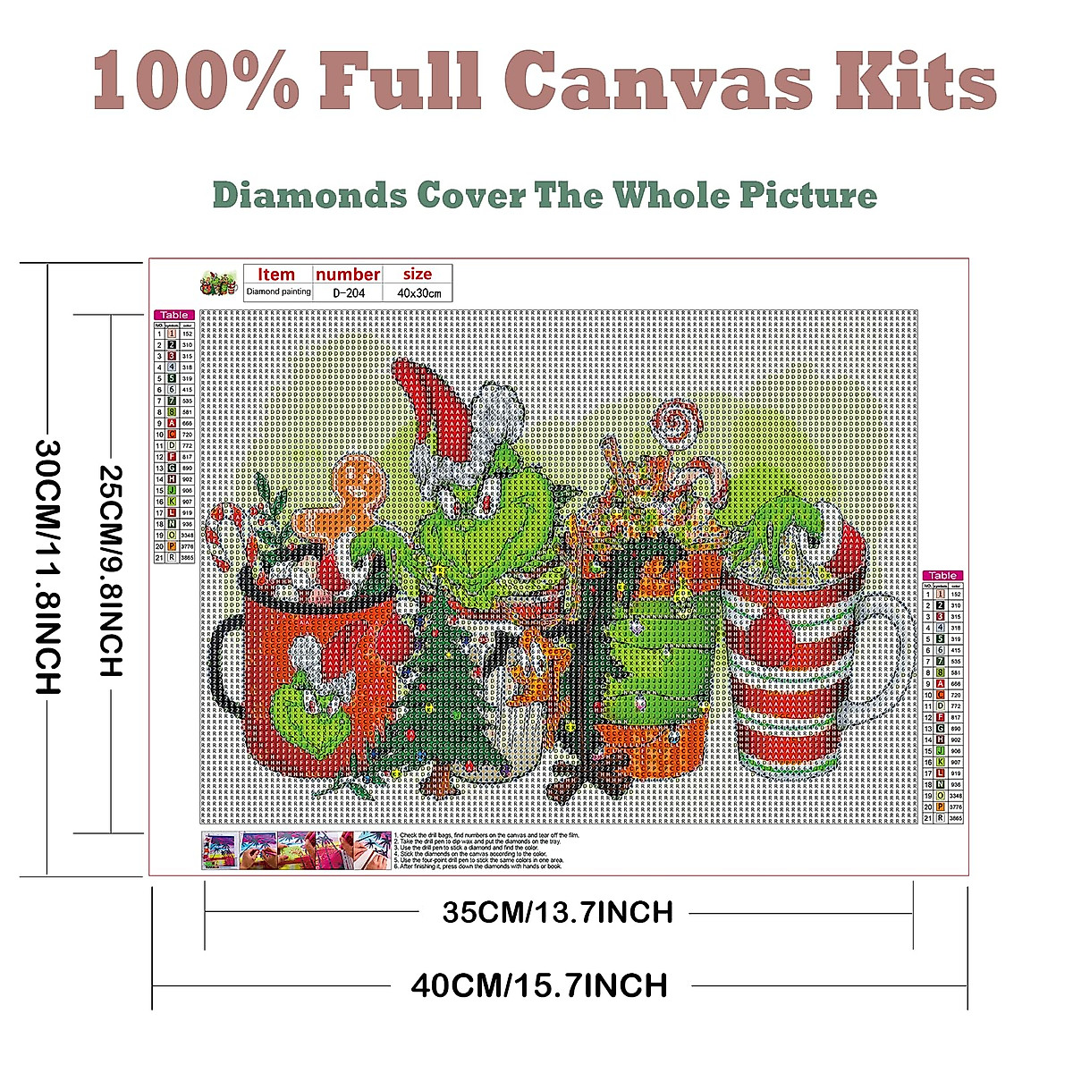 ARPADAMO Adult Beginner Christmas Diamond Art Painting Kit, Full Diamond Diamond Dot Painting Beginner, Round 5D Paint & Diamond Art Painting Set DIY Adult Craft Kit (11.8x15.7in)