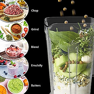 OMMO Blender 1800PW, Professional High Speed Countertop Blender with Durable Stainless Steel Blades, 60oz BPA Free Blender for Shakes and Smoothies, Nuts, Ice and Fruits, Dishwasher Safe (Black)