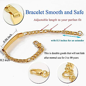 Tina&Co Personalized Gold Name Plated Bracelet 4.5'' Free Engraved Bracelet for Baby