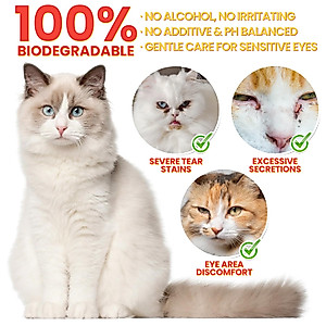 MCTRHG Dog Eye Wipes, Tear Stain Remover for Dogs & Cats 100 PCS, Gently Remove Eye Tear Stains, Eye Discharges and Debris, Natural Formulated Pet Eye Wipes for Cleaning & Soothing