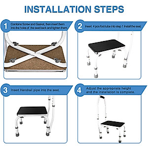 Step Stool with Handle, Adjustable Step Stool, Bed Step for High Beds for Adults, Elderly Bedside, Height Adjustable Elderly Step Stool, Padded Non-Slip Hand Grips, Heavy Duty Holds 330 Lbs