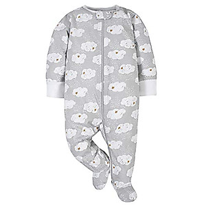 Gerber Unisex Baby 4 Pack Sleep 'N Play Footie Sheep Grey Newborn