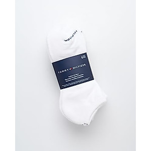 Tommy Hilfiger Men's Athletic Socks - Cushion No Show Ankle Socks (6 Pack), Size Shoe Size 7-12, Pure White