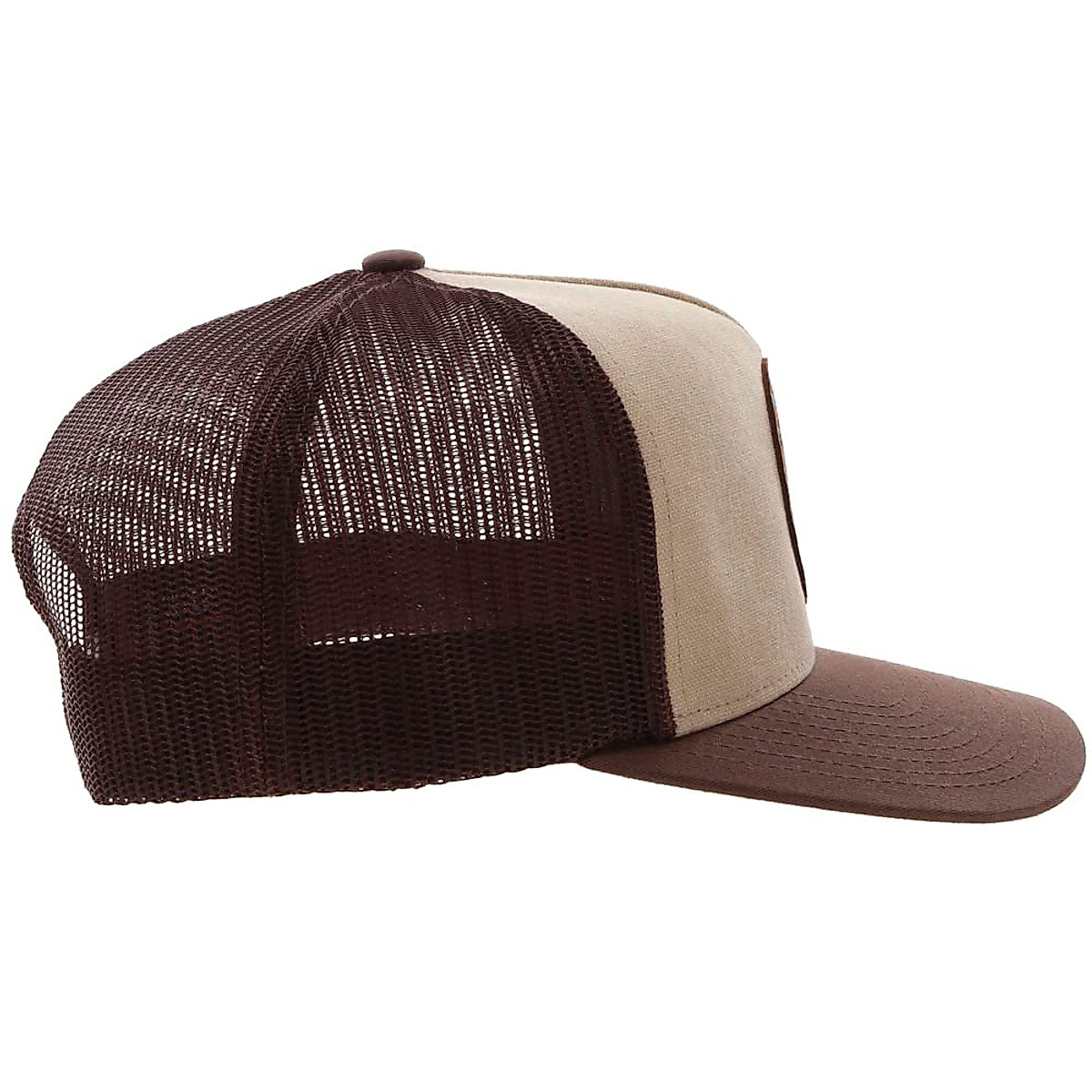 HOOEY Spur Adjustable Snapback Trucker Mesh Back Hat with Logo (Tan/Brown)