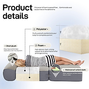 Daneey Convertible Folding Sofa Bed, Folding Chair Bed, Convertible Chair Bed Sleeper and Fold Out Couch, Foam Floor Sofa Couch Bed, Futon Sofa Bed for Bedroom/Living Room/Dorm, Gray