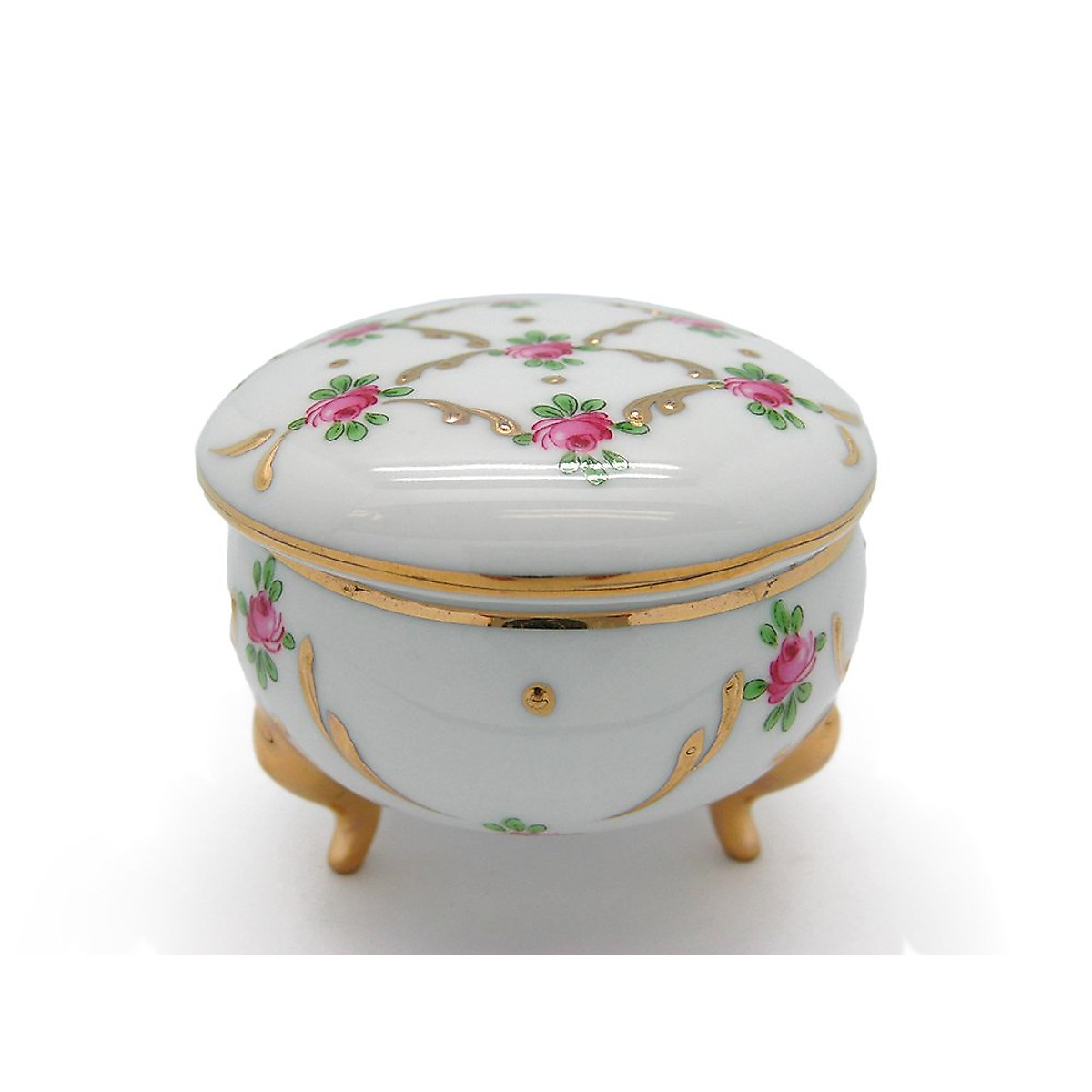 Essence of Europe Gifts Classic Victorian Themed Desert Rose Ceramic Vintage 2.5" Round Jewelry Box | GermanGiftOutlet