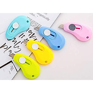 WOIWO 4 Pieces Mini Retractable Utility Knife Box Opener Letter, Random Color