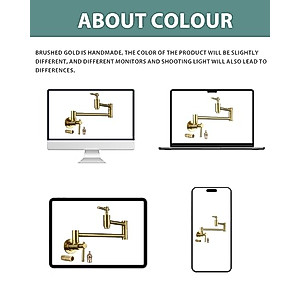 iVIGA Wall Mount Pot Filler, Gold Brass Pot Filler Faucet with 2 Handles, Single Hole Stretchable Faucet with Double Joint Swing Arm Pot Filler Above Stove