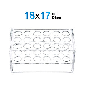 uxcell Test Tube Rack Holder Lab Stand Acrylic 18-Well 17mm Diameter Clear for 10ml,15ml Tube