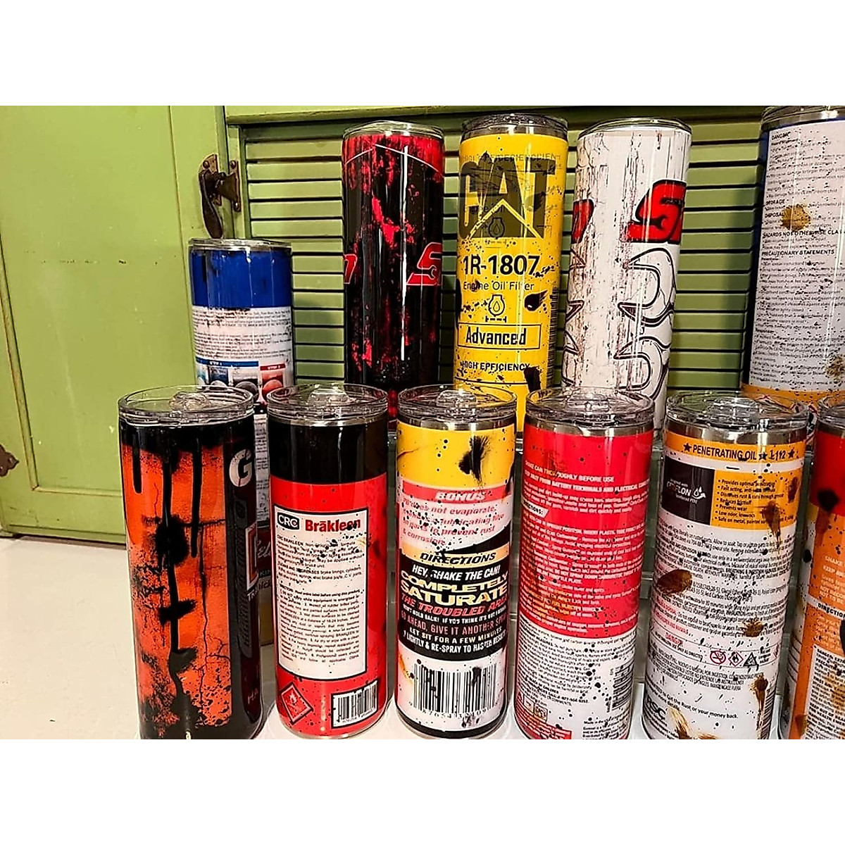 Oil filter Tumbler, Custom Mens Mechanic Garage Series Vacuum Coffee Cup 20oz 30oz, Oil Filter Cup Gift For Him, Dad Double Wall Insulated Cups With Lids And Straw