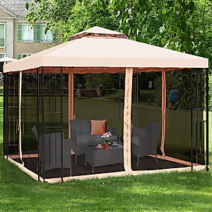 Tangkula 10x10 Feet Patio Gazebo, Outdoor Steel Gazebo with Netting, Double Vented Roof, Outdoor Patio Pavilion Shelter w/ 100 Square Feet of Shade, Ideal for Garden, Backyard, Deck