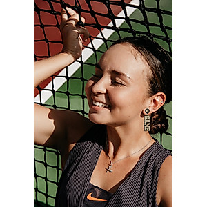 Game Day Earrings For Women, Acrylic Football/Rugby/Baseball/Basketball/Volleyball Team Sports Cheer Gifts Long Dangle 2023 Lightweight Hypoallergenic Jewelry (Black+Gold)