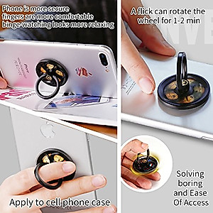 Anti-Anxiety Finger Ring Stand, ebulous 360° Rotation Spinner Mobile Cell Phone Ring Stand Holder with Grip Kickstand Universal [Washable/Reusable] for iPhone/iPad/Samsung Note/Tablets etc (Gold)…