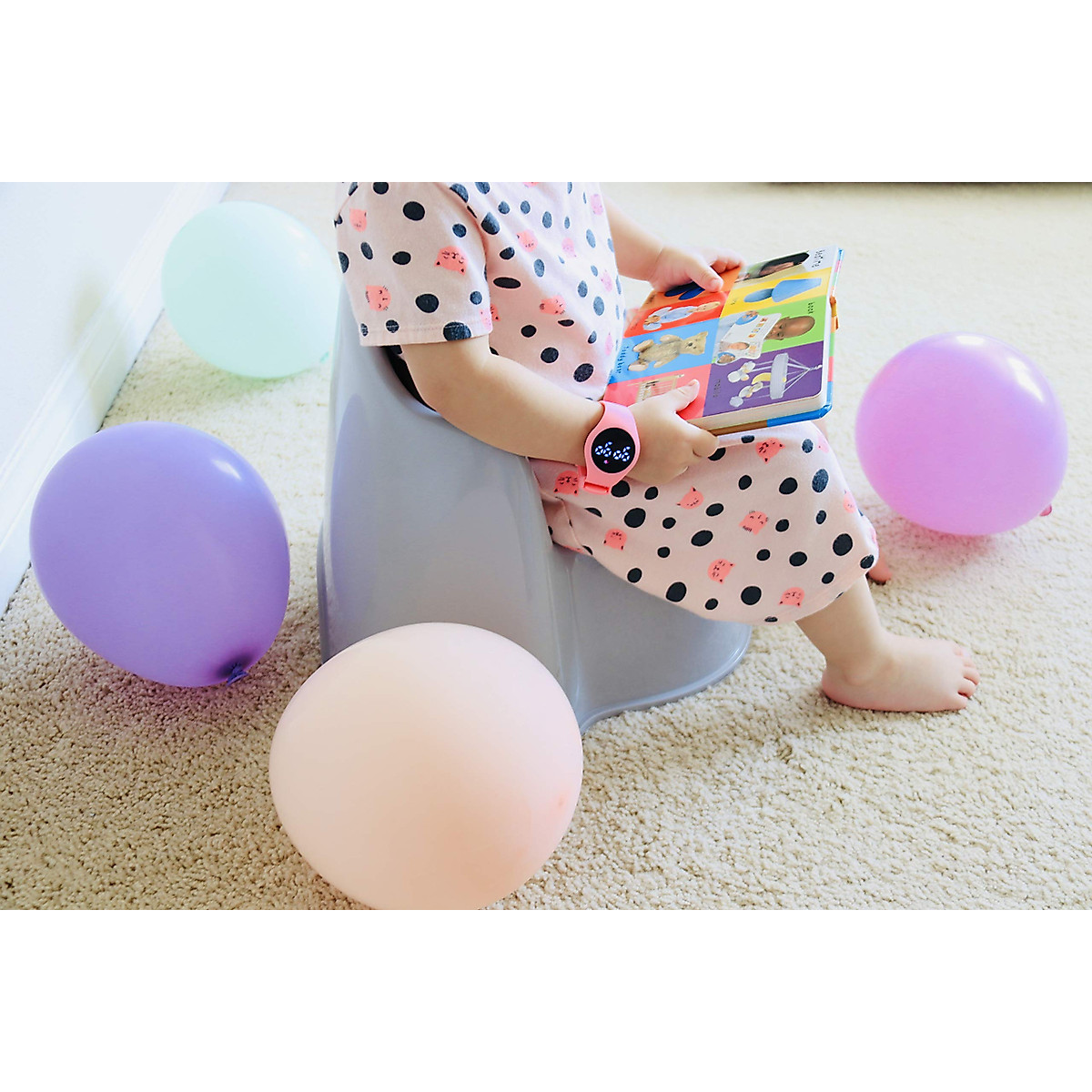 UpPro Potty Training Watch with Countdown Timer, Rechargeable and Water Resistant Toddler Watch, Musical Potty Trainer Alarm for Toilet Training, Compatible with Potty Watch（Pink）