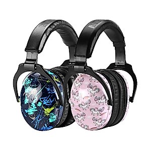ZOHAN Kids Ear Protection 2 Pack, Hearing Protection Safety Ear Muffs for Children Have Sensory Issues, Adjustable Noise Reduction Earmuffs for Concerts, Fireworks, Air Shows(Rap&Unicorn)