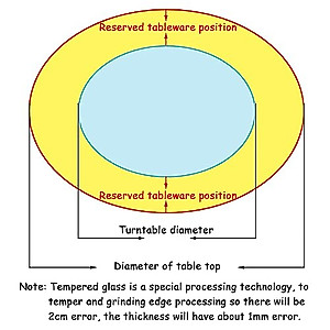 24in - 47in Rotating Tray Easy to Clean, Explosion-Proof Tempered Glass Lazy Susan Turntable for Dining Table, 360° Rotating Round Turntable, Anti-Side Deflection, Perfect for Homes & Restaurants (Si