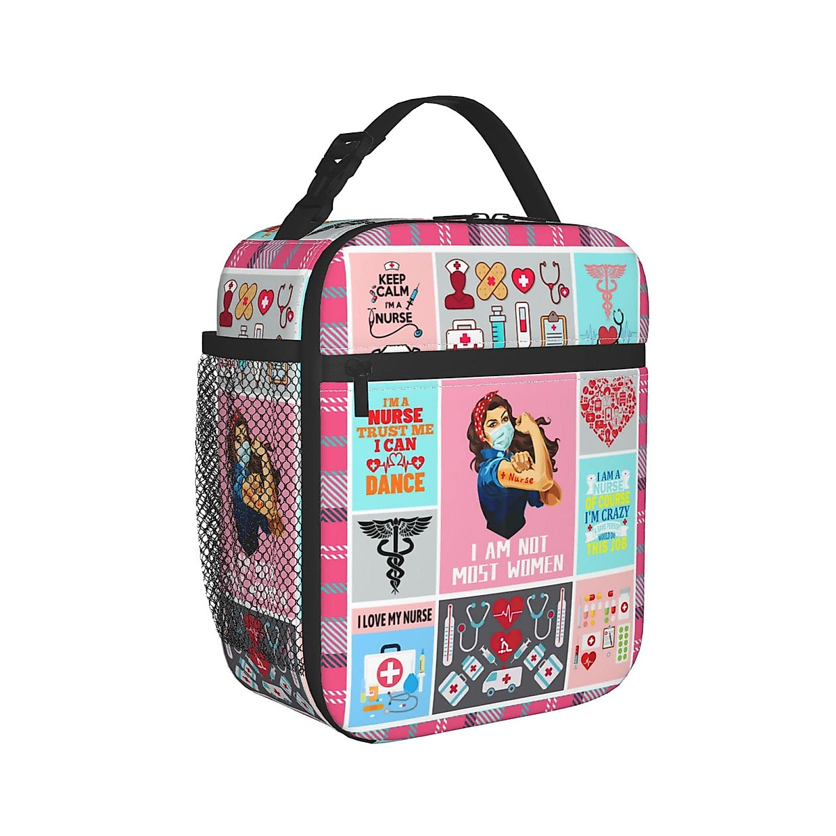 Kaeddi Nurse Lunch Bag Heat Insulated Lunch Box Leakproof Durable Portable Reusable Handbags Large Capacity Thermal Cooler Black One Size