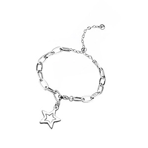 Dangle Star Link Chain Sterling Silver 925 Statement Rings for Women Girls Adjustable with Dangling Ball Minimalist Lucky Star Engagement Promise Ring Eternity Wedding Bands Finger Band