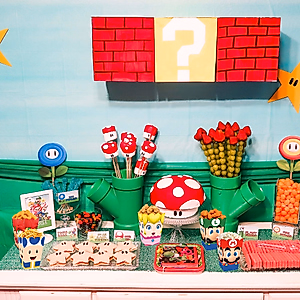 30PCS Mario Birthday Party Supplies, Mario Party Snack Box Decorations, Mario Party Favors for Mario Party Paper Popcorn French Fries Fried Chicken Boxes