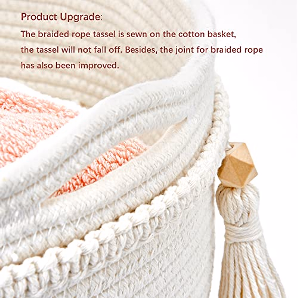 Mkono Diaper Organizer Caddy Macrame Storage Basket Boho Nursery Organizer Set of 2