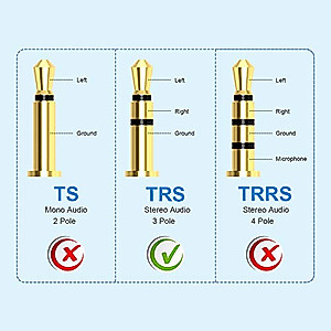 ELECTOP 2.5mm Male to 3.5mm(1/8 inch) Female Stereo Audio Jack Adapter Cable for Headphone