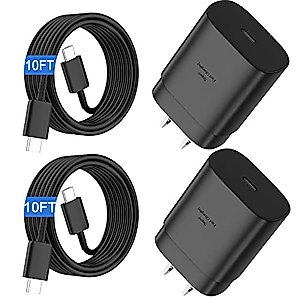 Samsung S23 S22 Charger Fast Charging,25W USB C Super Fast Charger Type C Wall Charger Block & Android Phone Cable 10ft for Samsung Galaxy S23 S22 Ultra Plus, S20/S21Ultra, Note20, Z Fold/Flip,2 Pack