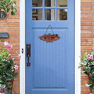 Funerom Rustic Small Wooden Welcome Sign Hanging Wood Farmhouse Porch Decorations for Front Door 12.2×5.1 in