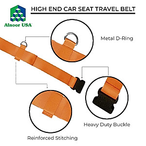 Alnoor USA Double Combo of Car Seat Travel Belt & Car Seat Travel Bag | Car Seat Bags for Air Travel & Car Seat Luggage Strap | Purchase Gate Check Stroller Bag/Car Seat Carrier for Airport &