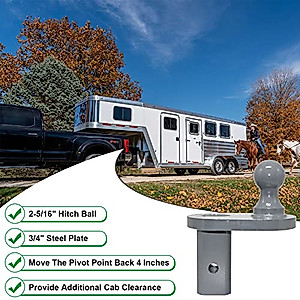 GNXA4085 Gooseneck Ball Extender, Heavy Trailer Hitch for B&W Trailer Hitches Turnoverball Gooseneck Hitch Extender, 4 Inches Offset, 20000 lbs GTW/ 5000 lbs VTW, 2-5/16 Inch Diameter Ball