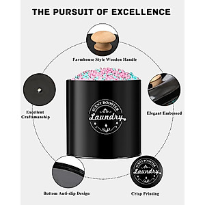 Laundry Scent Booster Beads Dispenser Container for Laundry Room Organization. Laundry Containers for Organizing with Lid. Metal Farmhouse Laundry Room Decor. Laundry Dispenser for Detergent (Black)