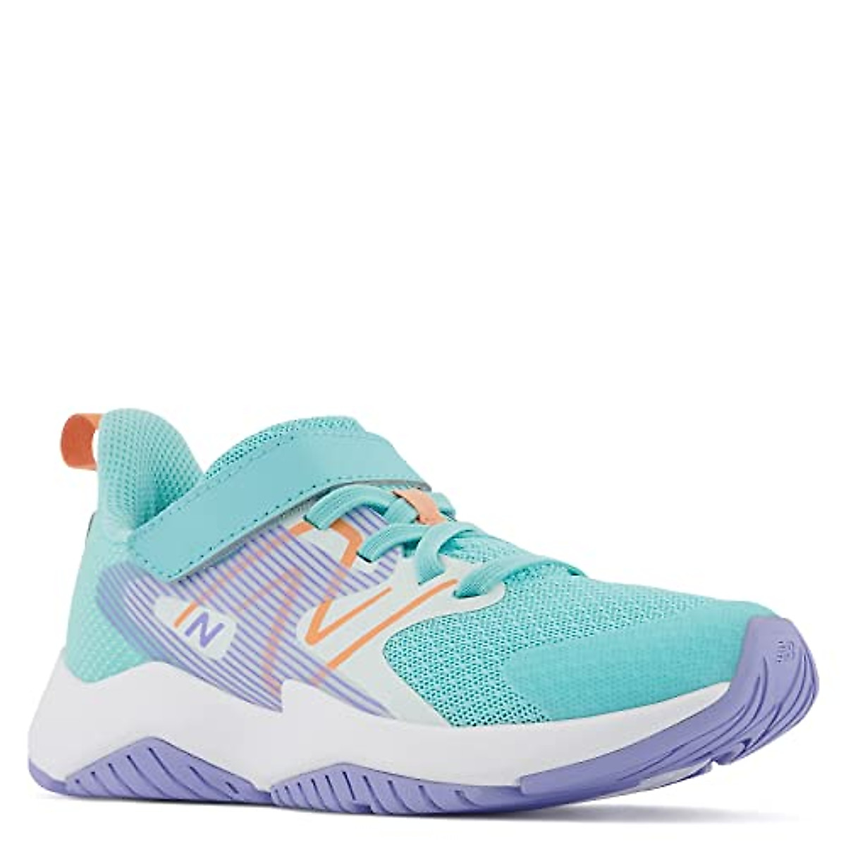 New Balance Kid's Rave Run V2 Hook & Loop Running Shoe, Surf/Peach Glaze/Magic Hour, 2 Little Kid