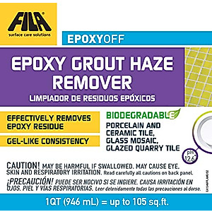 FILA EPOXYOFF, Epoxy Grout Haze Remover, Effectively Removes Epoxy Residue, The Product Can Be Applied on Vertical Surfaces, Gel, 1 QT