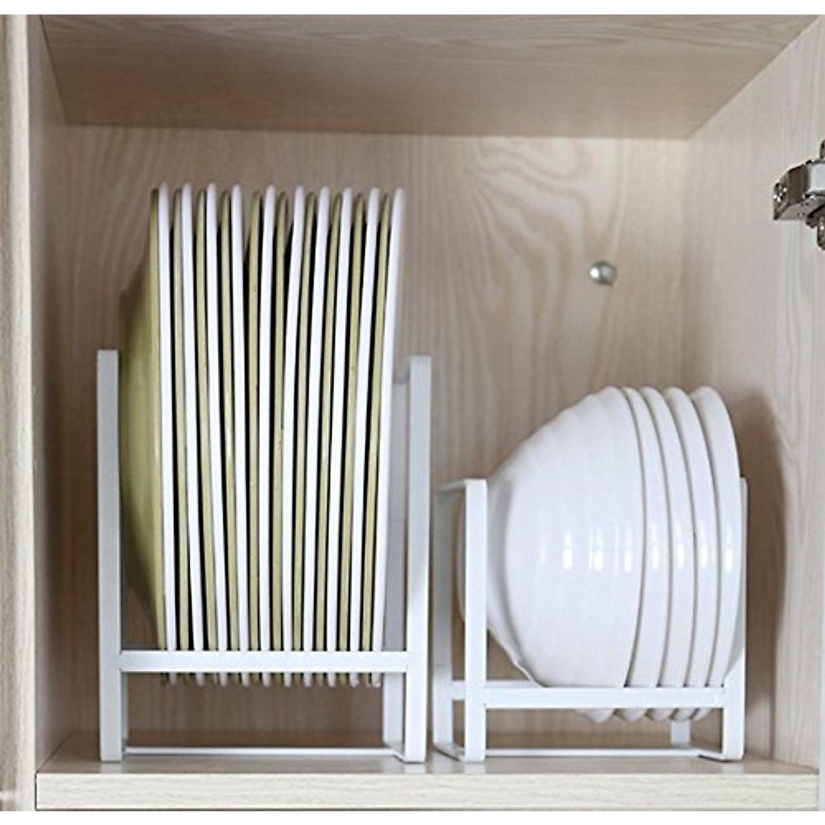 7UYUU Plate Holders Organizer Upright Metal Dish Storage Dying Rack for Kitchen Counter Cabinet Cupboard Camper - White