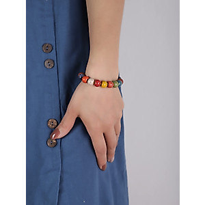 MINACHI Bohemian Colorful Round Beads Bracelet, Boho Jewelry Gift for Women