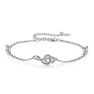lotus & leaf Musical Note Bracelet Sterling Silver Music Themed Jewelry Adjustable Bracelet Musical Note Christmas Stocking Stuffers Gift for Women