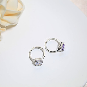 CHERUBIC Platinum Plated Sterling Silver Square Halo Ring For Women Crystal Cubic Zirconia Birthstone Rings Adjustable