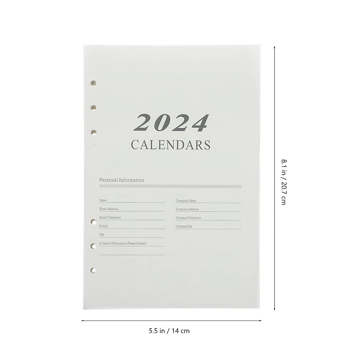NUOBESTY 2024 English Planner Refills 2023 Calendar Inserts A5 Monthly Planner Refill Paper Hourly Daily Daytimer Loose-leaf Agenda Notepad Refills for Home Office