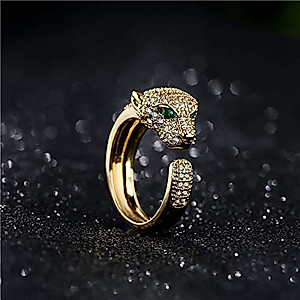 MEVESICUS 18k Gold Plated Rings Panther Rings Elegant CZ Cubic Zirconia Adjustable Rings for Women Gold Rings