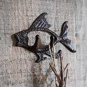 Heavy Duty Rustic Cast Iron Decorative Wall Hook Kitchen Living Room Bathroom Wall Decoration (Fish)