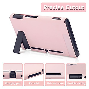 BRHE Protector Case for Nintendo Switch Cover Case with Glass Screen Protector, Anti-Scratch Shock-Absorption Grip Cover-Pink
