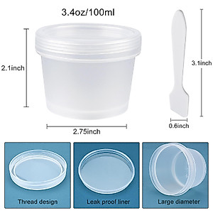 Cosywell Plastic Cream Jars 3.4oz/100ml Travel Containers for Toiletries Empty Cosmetic Pot Jars 4 Pieces Refillable TSA Approved Leak-proof Travel Size Accessories with Lids（Clear）
