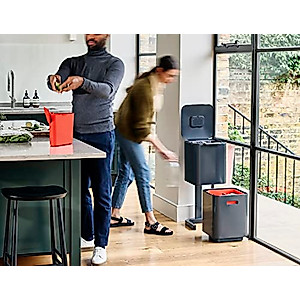 Joseph Joseph Intelligent Totem Compact Waste Separation & Recycling Unit-Graphite, 40 Liter/10.6 Gallon